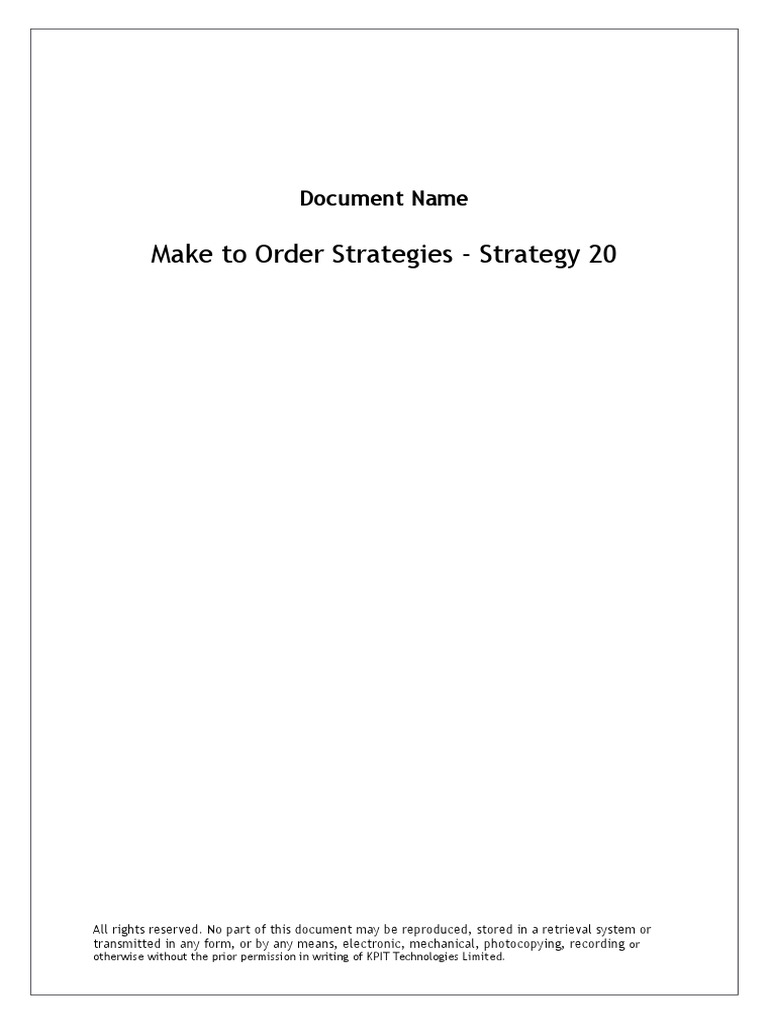 Make To Order Strategy 20 Upload | PDF