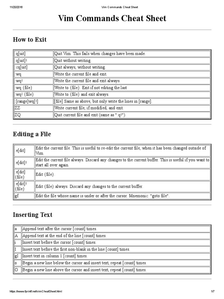 Vim Commands Quick Reference Guide | PDF | Computer Programming | Software