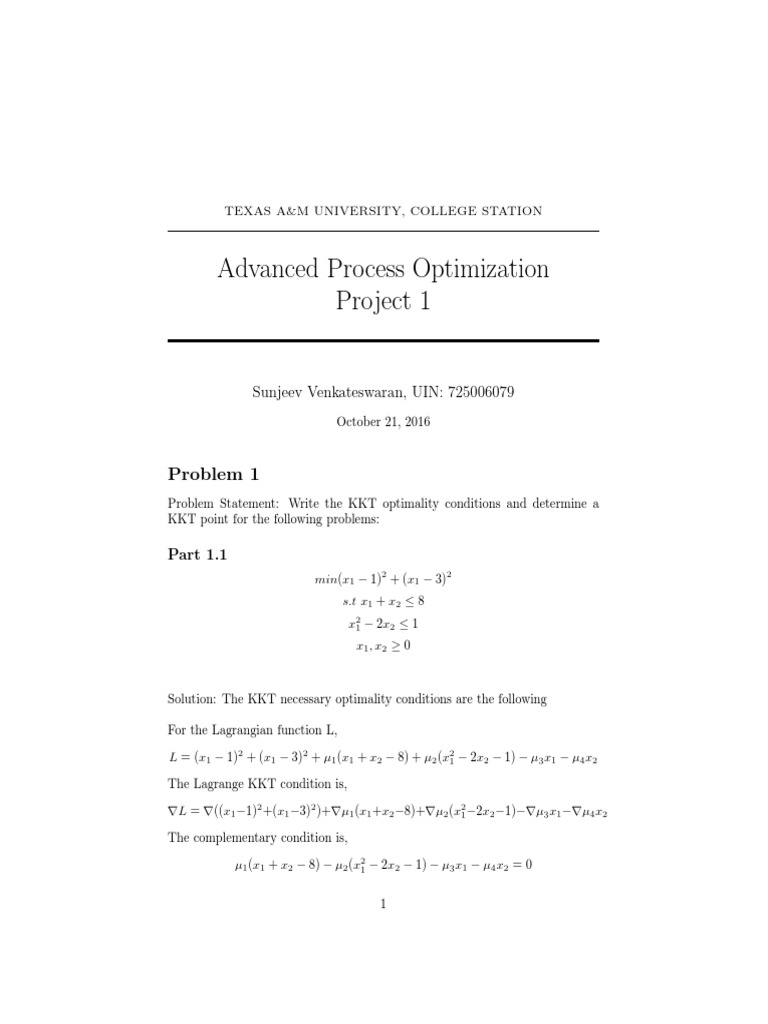 Project 1 | PDF | Mathematical Optimization | Mathematical Analysis