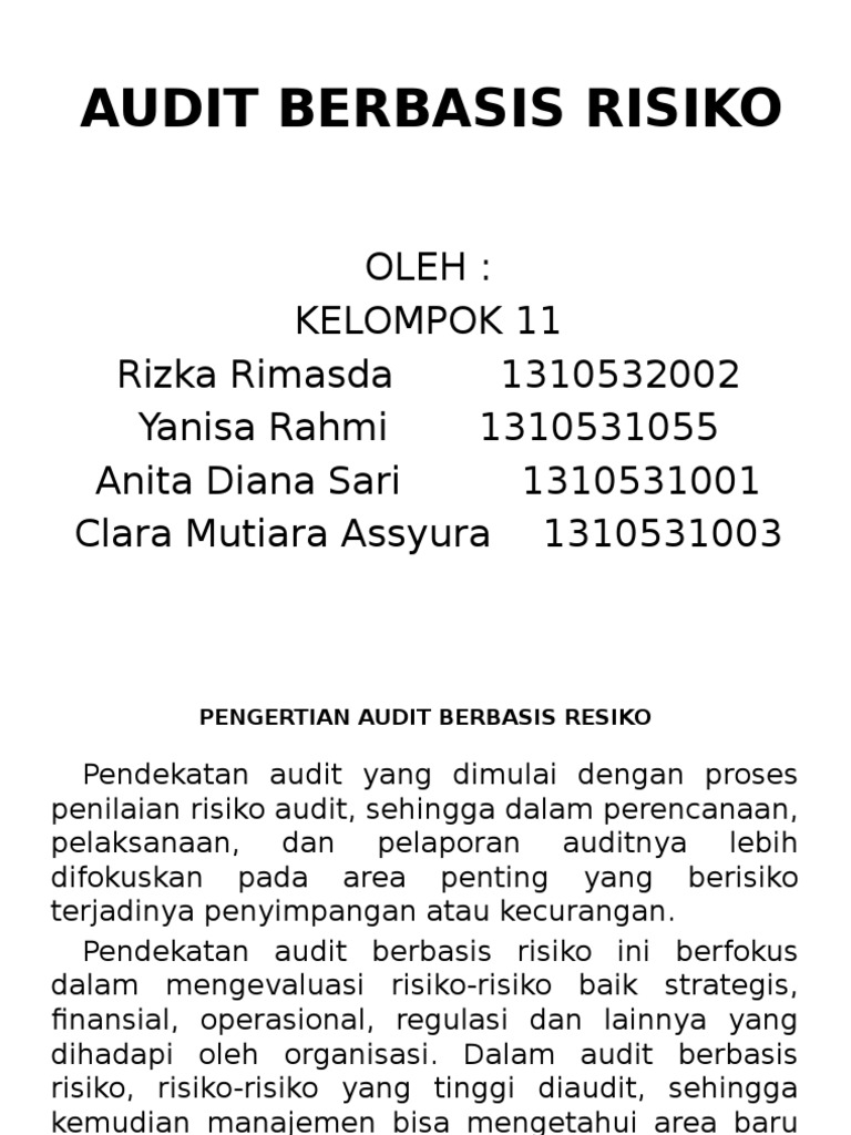 Proses Pelaksanaan Audit Berbasis Risiko | PDF