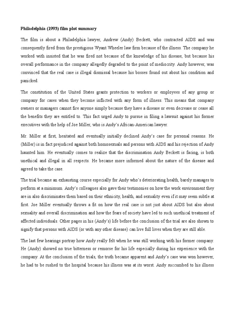 Philadelphia Film Analysis | PDF | Discrimination | Social Stigma
