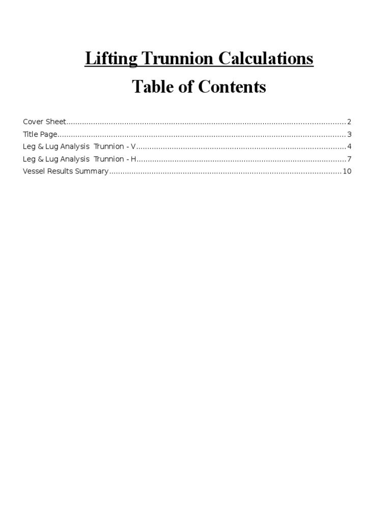 Lifting Trunnion Calculations Sample | PDF | Stress (Mechanics) | Bending