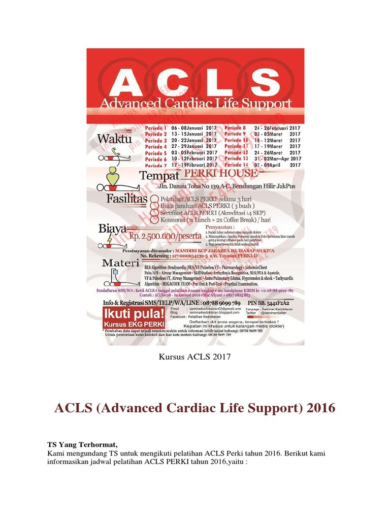 Pelatihan ACLS Di Bandung Tahun 2016 | PDF