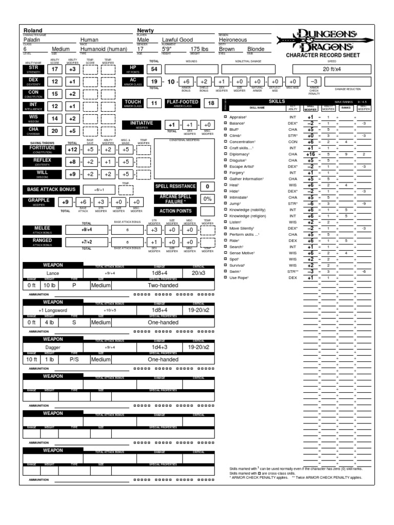 Char Sheet | PDF
