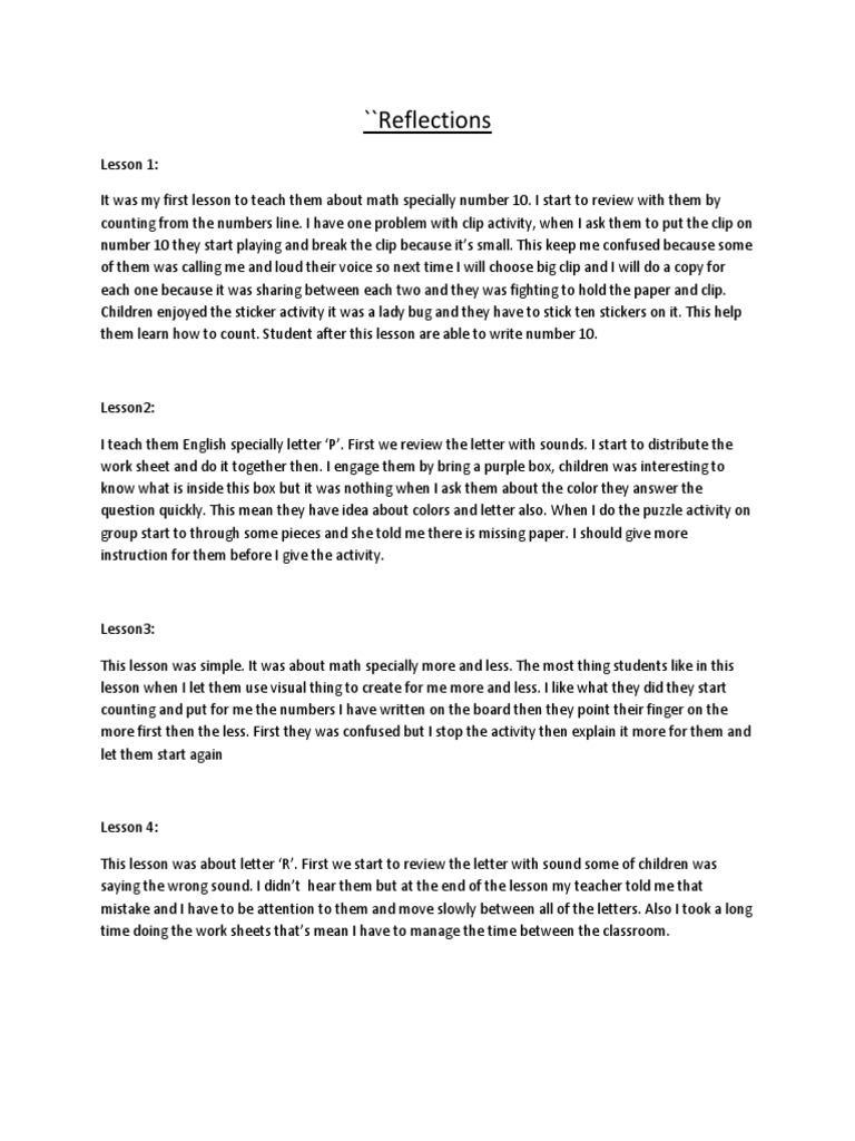 Reflections | PDF | Cognition | Pedagogy