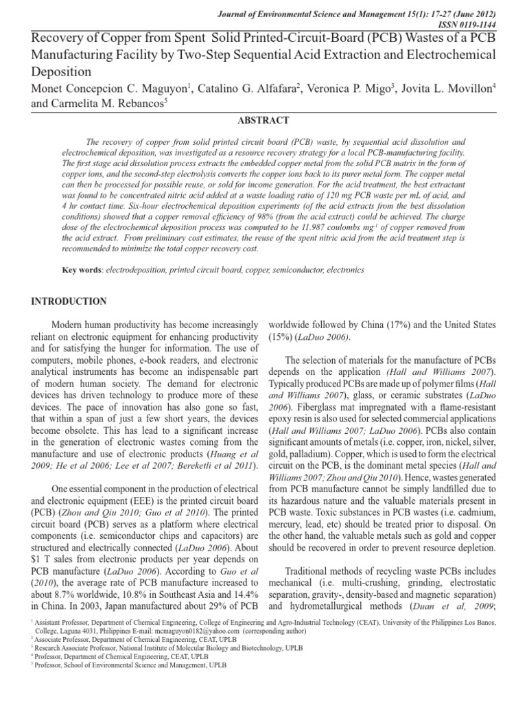Copper Recovery From PCB | PDF | Copper | Printed Circuit Board