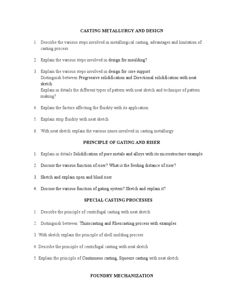 Casting Metallurgy and Design | PDF