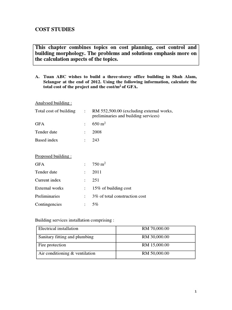 Cost Studies Calculation | PDF | Wall | Roof