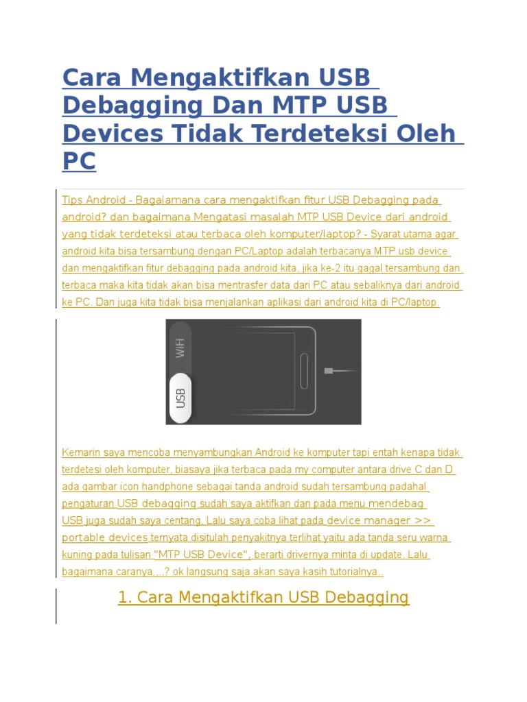 Cara Mengaktifkan USB Debagging Dan MTP USB Devices Tidak Terdeteksi ...