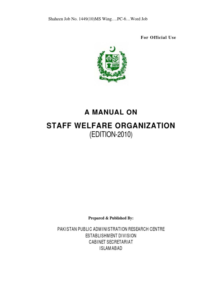 A Manual On Staff Welfare Organization 2010 Edition (New) | PDF ...