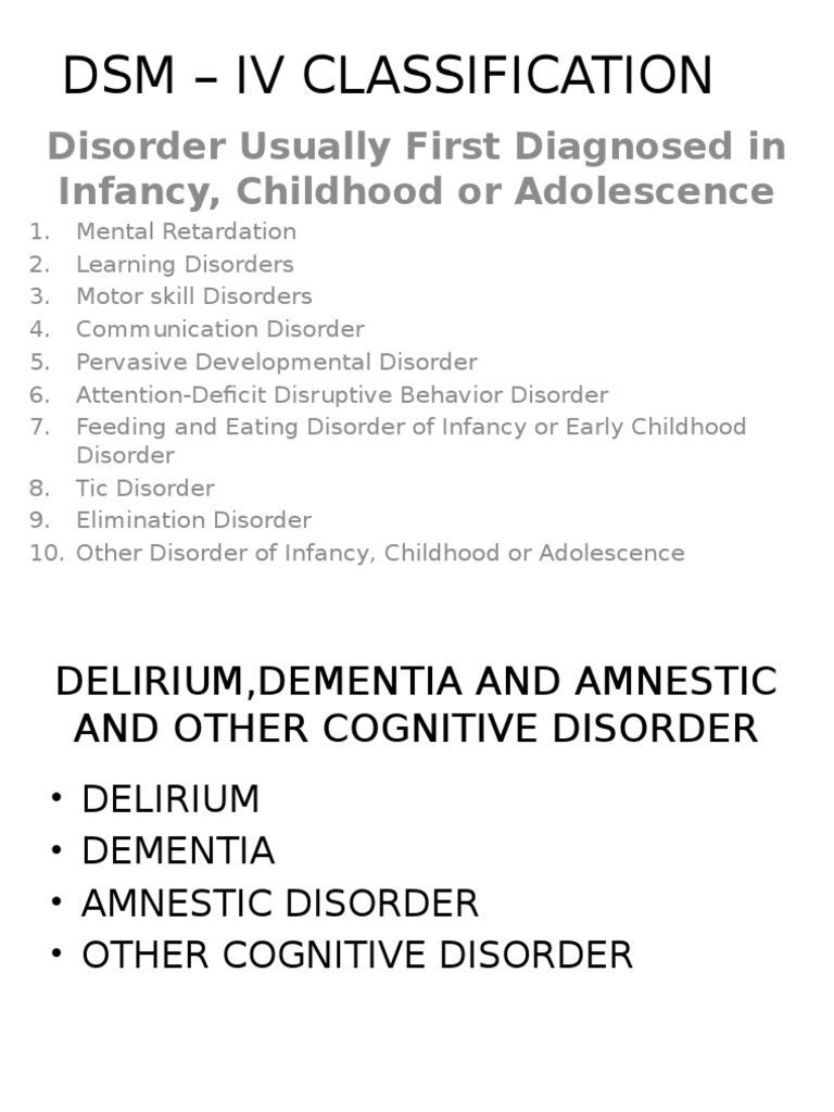 DSM - IV Classification | PDF | Personality Disorder | Mental Disorder