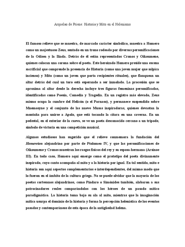 Arquelao de Priene y La Apoteosis de Homero (Autor: Julio López Saco) | PDF