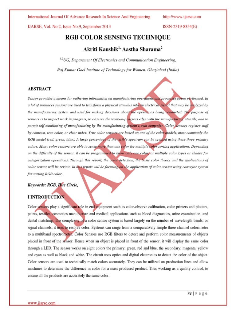 RGB Color Sensing Technique | PDF | Color | Hue
