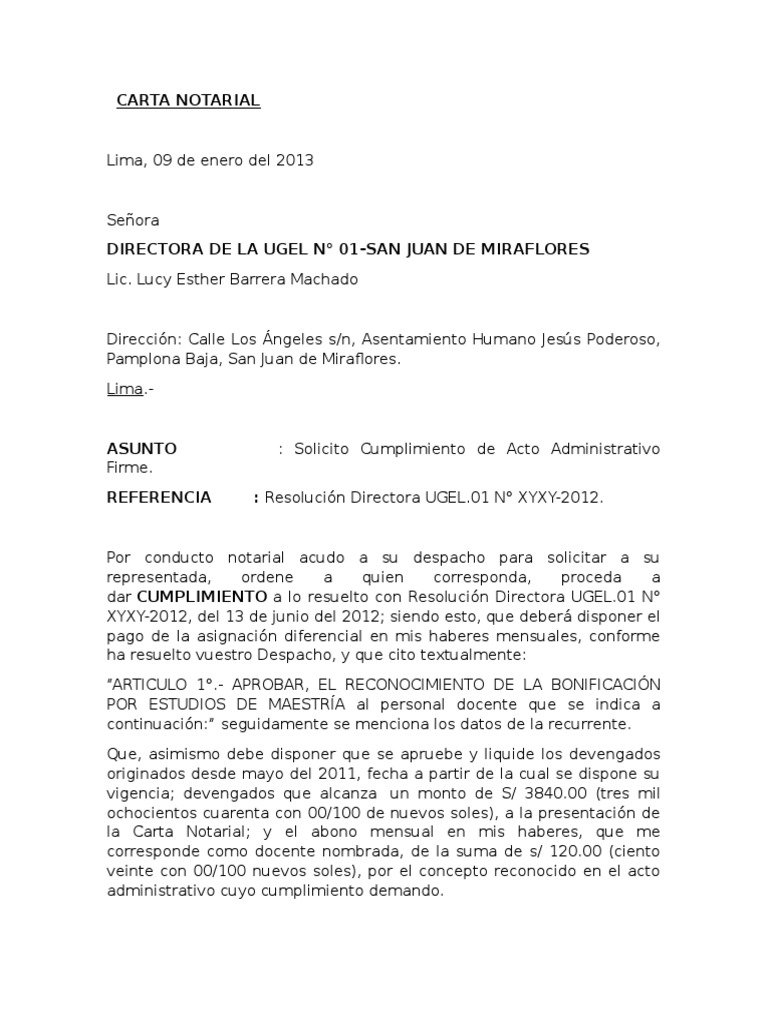 Carta Notarial Modelo FFFF | PDF