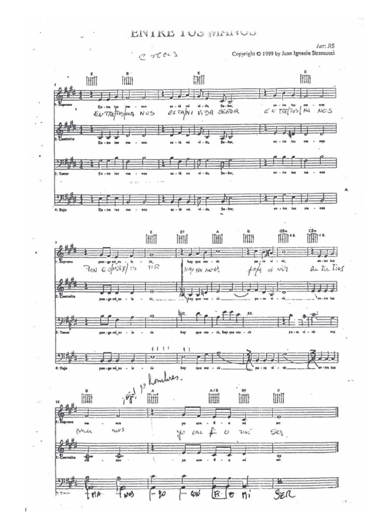 Partituras - Entre Tus Manos