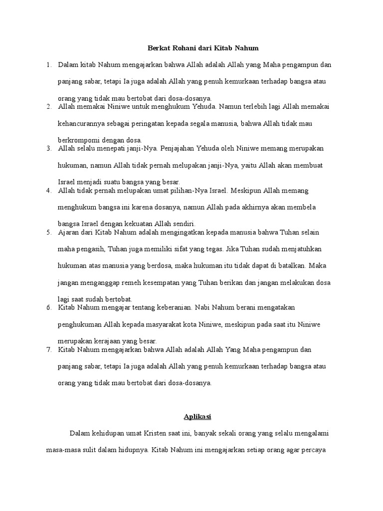 Keadilan dan Pengampunan Allah dalam Kitab Nahum | PDF