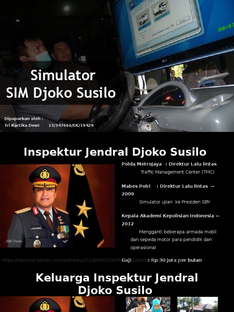 Presentasi Kasus Korupsi Pengadaan Alat Simulator SIM Indonesia - Djoko Susilo | PDF