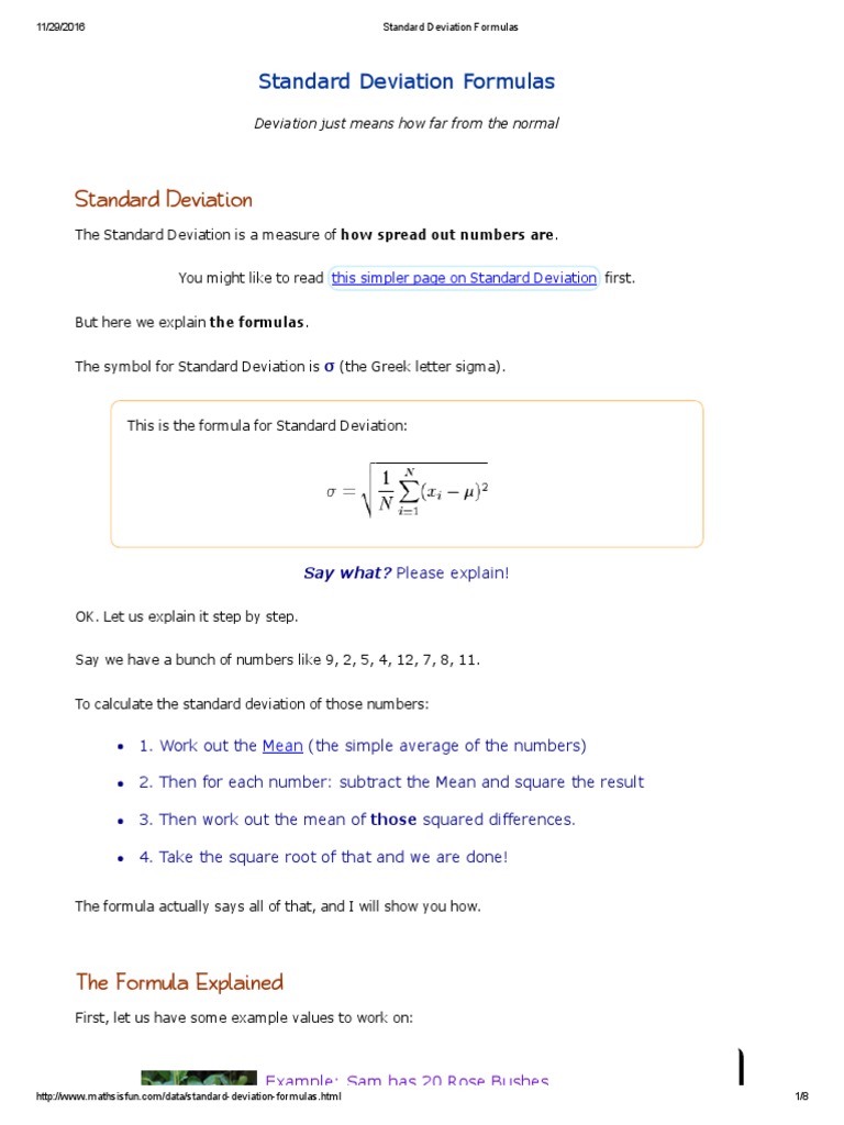 2-Standard Deviation Formulas | Standard Deviation | Mean | Free 30-day ...
