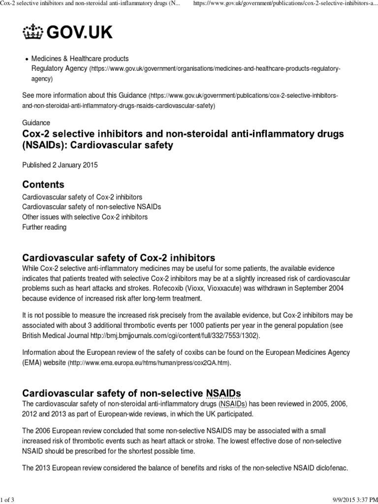 Cox-2 Selective Inhibitors and Non-Steroidal Anti-Inflammatory Drugs ...