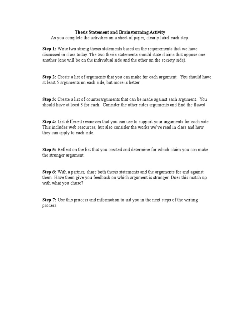 argumentative essay brainstorming | Essays | Communication