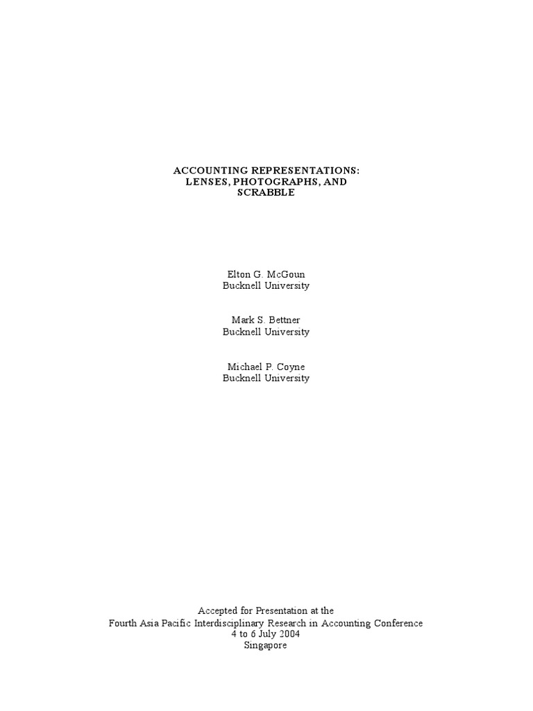 Accounting Representations: Lenses, Photographs, and Scrabble | PDF ...
