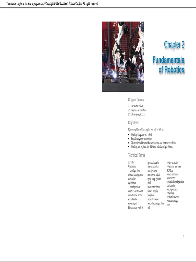 Fundamentals of Robotics: Chapter Topics | PDF | Actuator | Servomechanism
