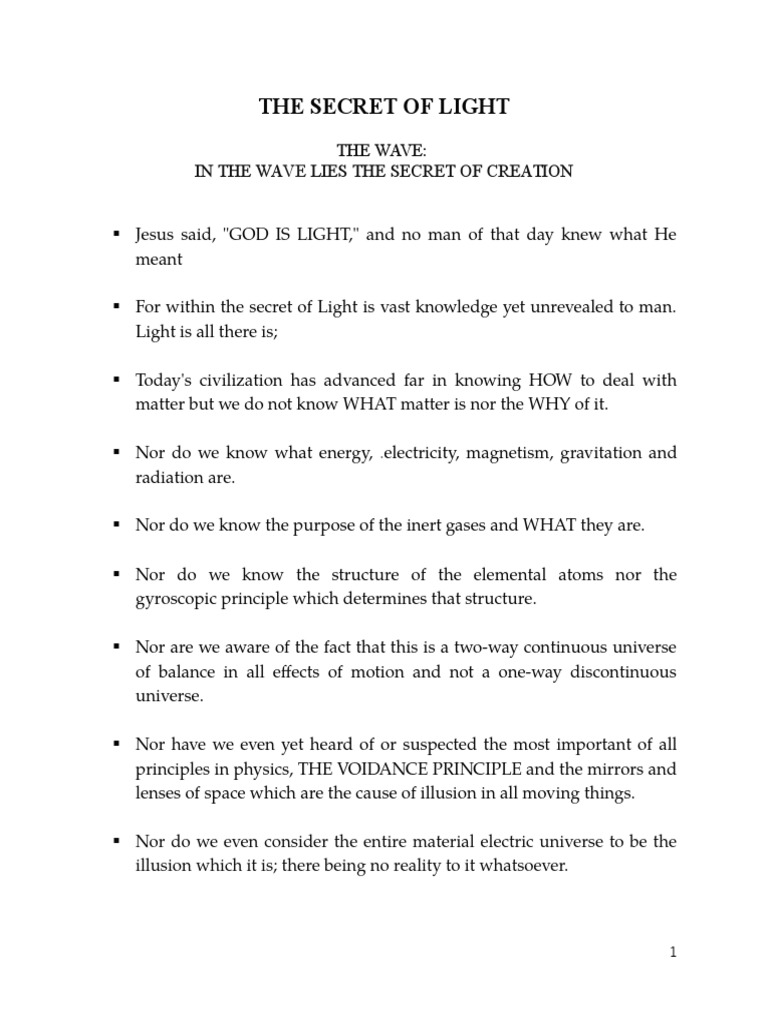 The Secret of Light | PDF | Senses | Mind