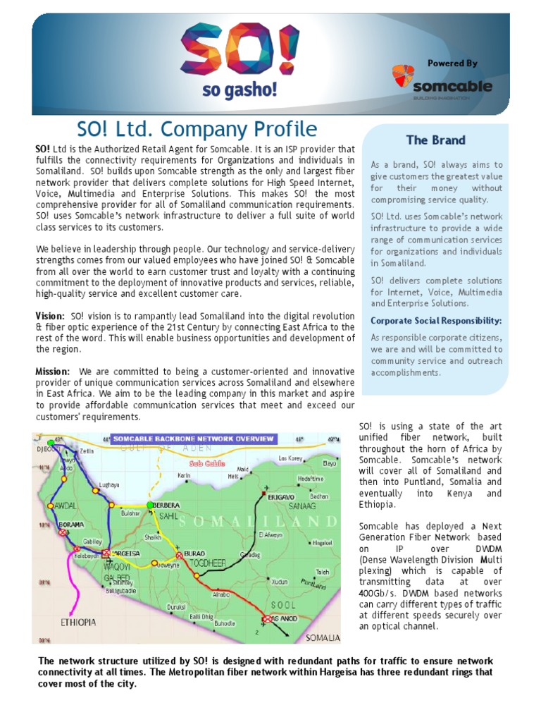 SO! Ltd: Somaliland's Leading ISP | PDF | Internet Access | Internet ...