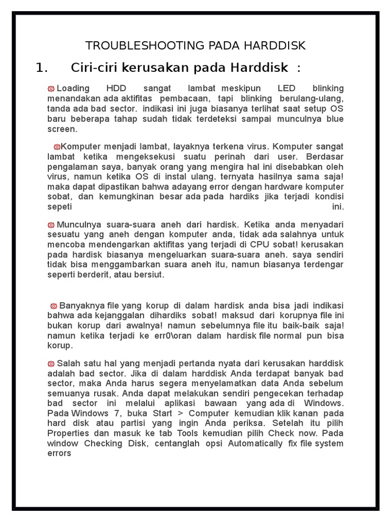 Troubleshooting Pada Harddisk | PDF