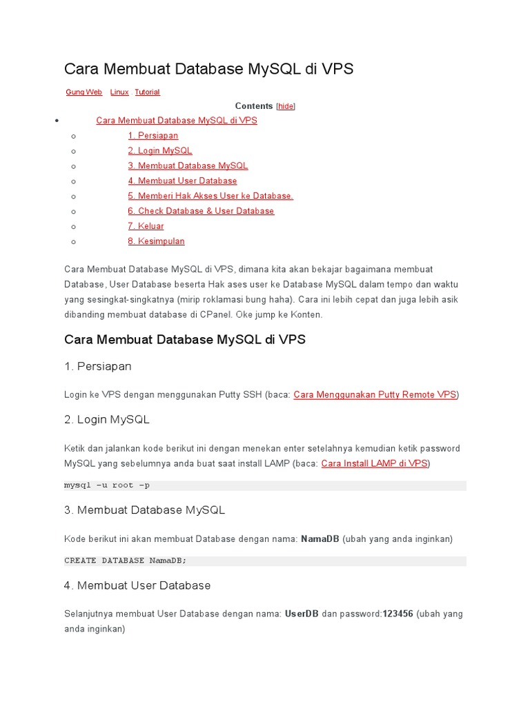 MENGHAPUS DATABASE MYSQL | PDF