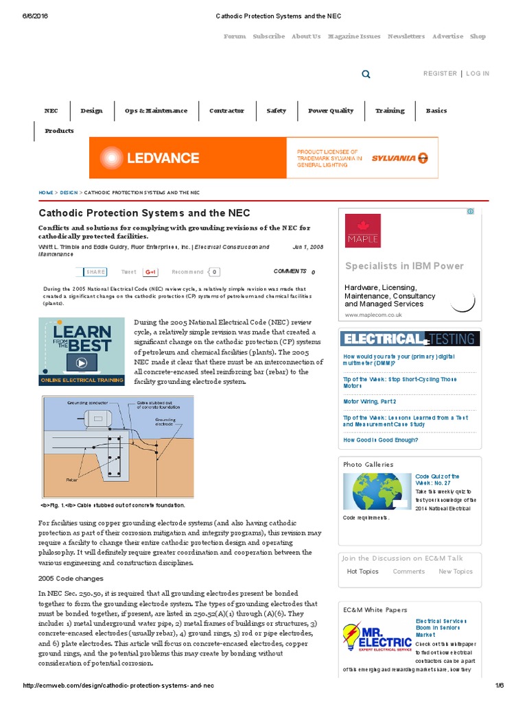 Cathodic Protection Systems and The NEC | PDF | Corrosion | Industries