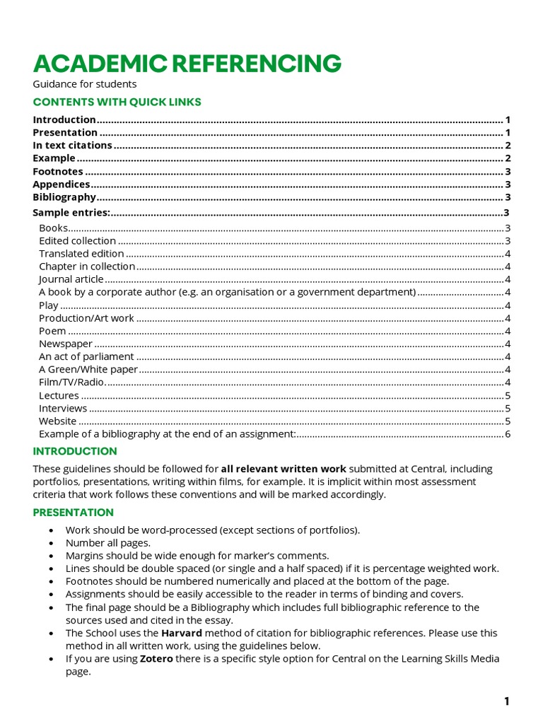 A Guide to Academic Referencing: Guidance on In-Text Citations ...