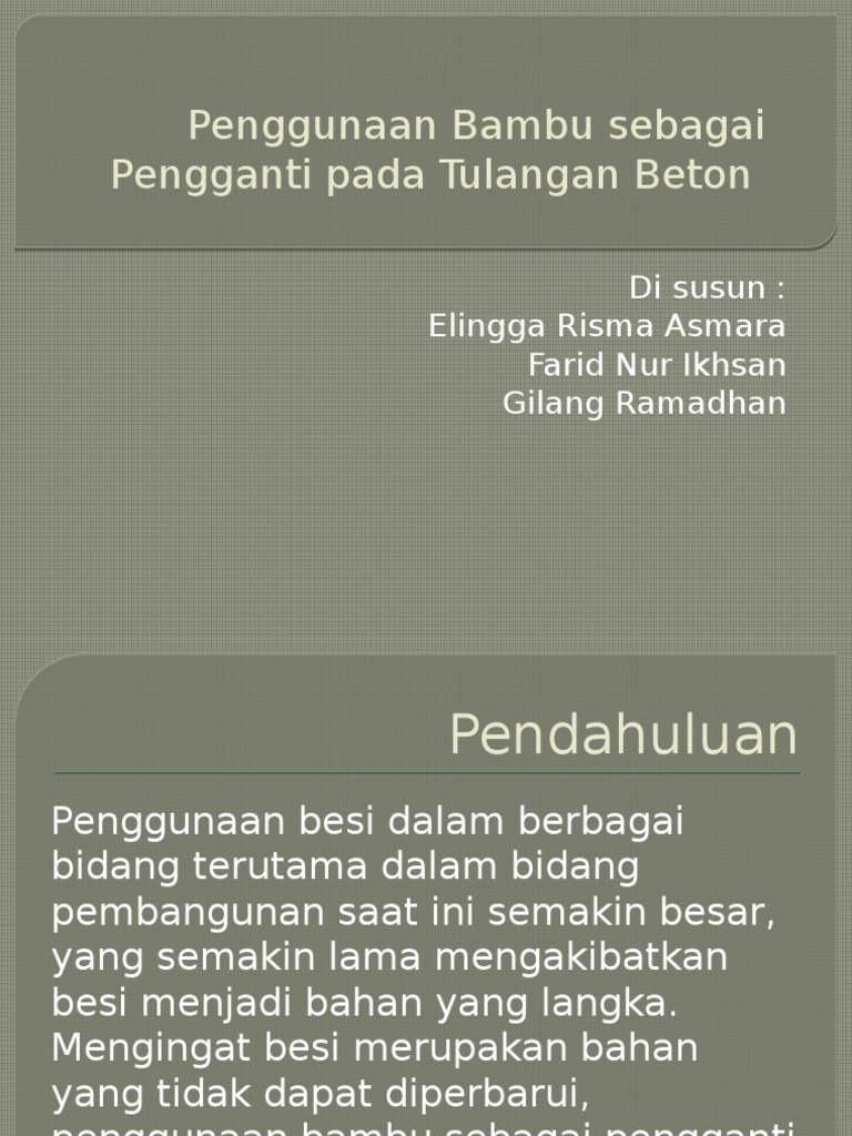 Penggunaan Bambu Sebagai Pengganti Pada Tulangan Beton | PDF | Griya ...