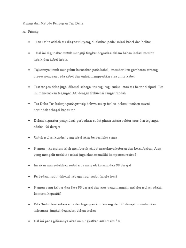 Prinsip Dan Metode Pengujian Tan Delta | PDF