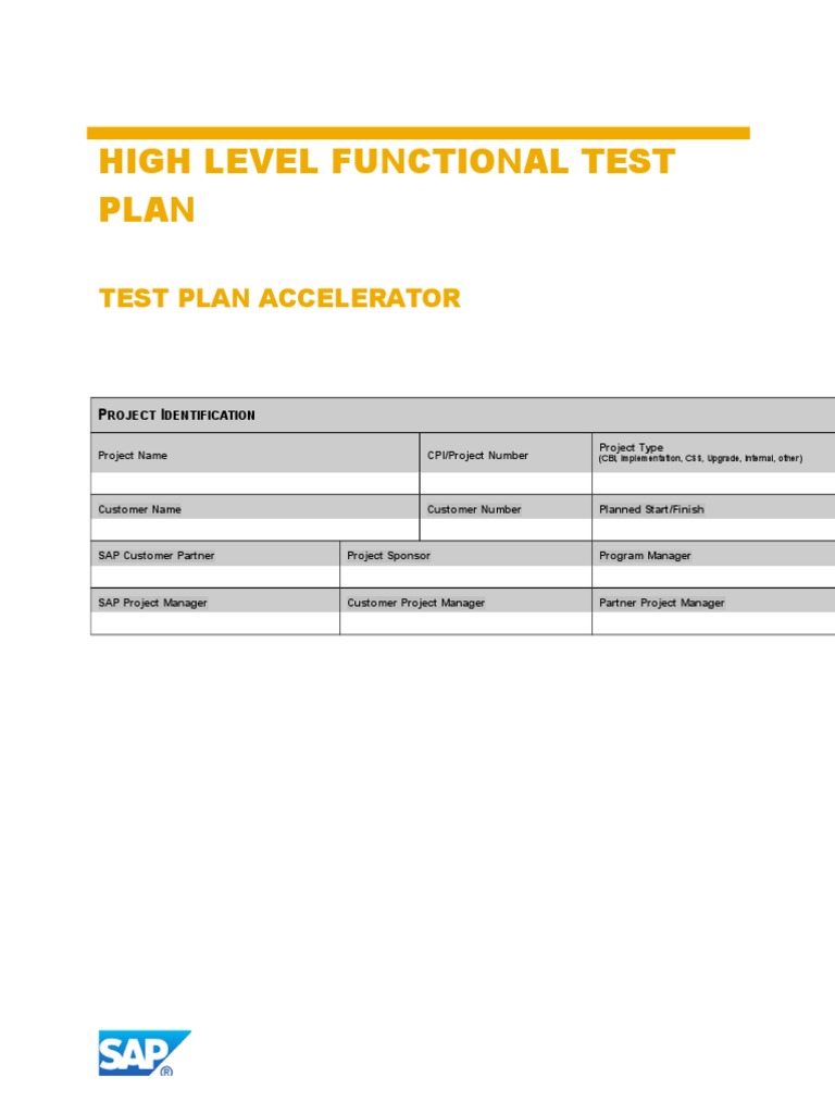 High Level Functional Test Plan | Unit Testing | Business Process