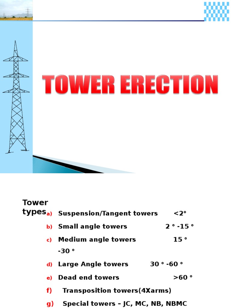 Towers Erection | PDF | Insulator (Electricity) | Tension (Physics)