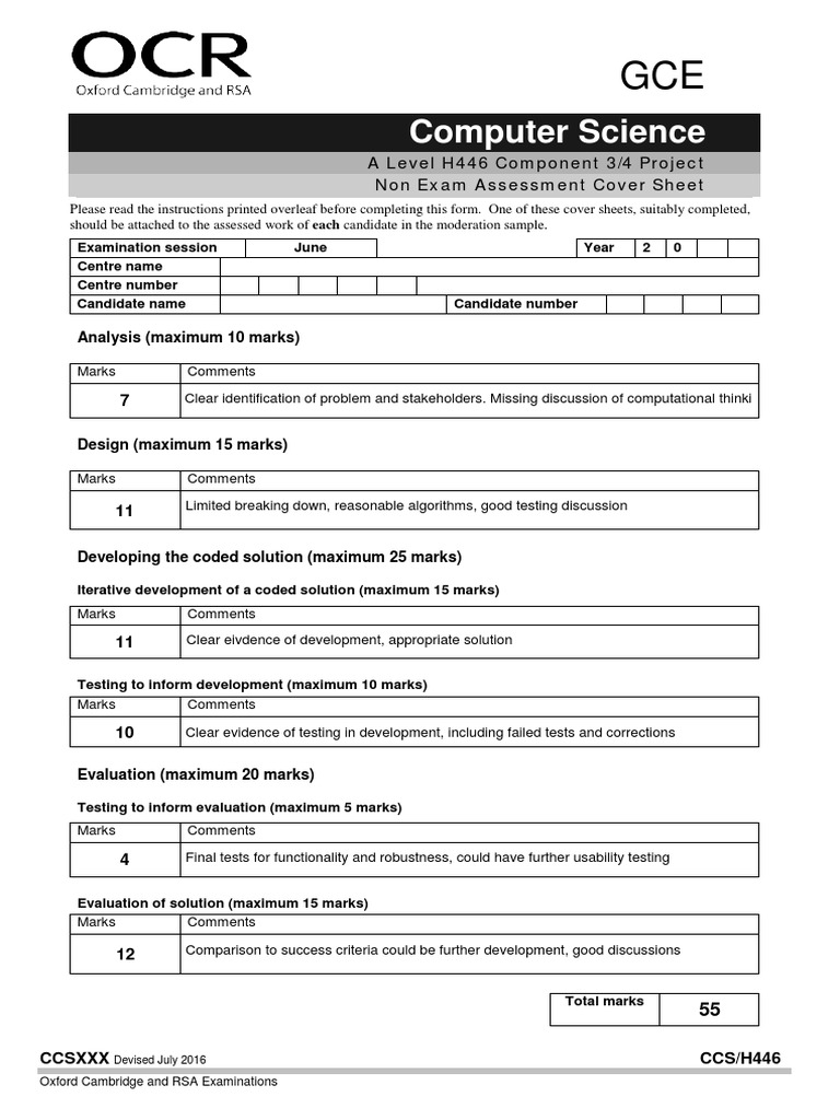 4 Project A Mark Sheet | PDF
