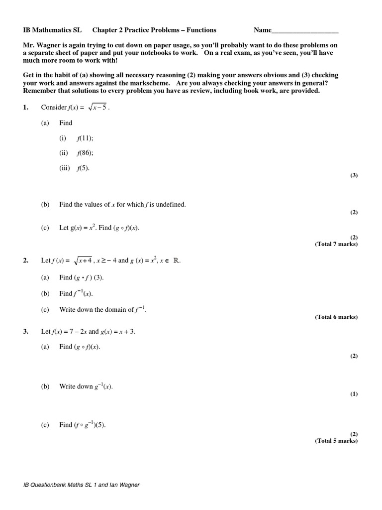 Functions Practice Problems | PDF | Asymptote | Quadratic Equation