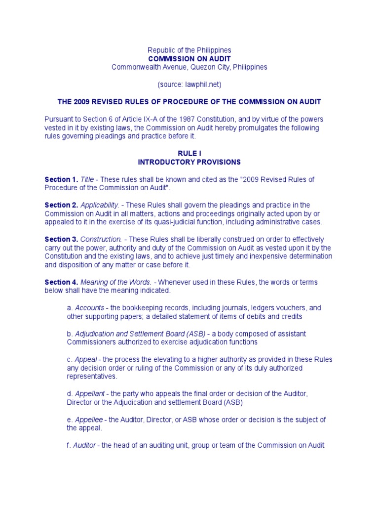 COA Rules | PDF | Contempt Of Court | Financial Audit