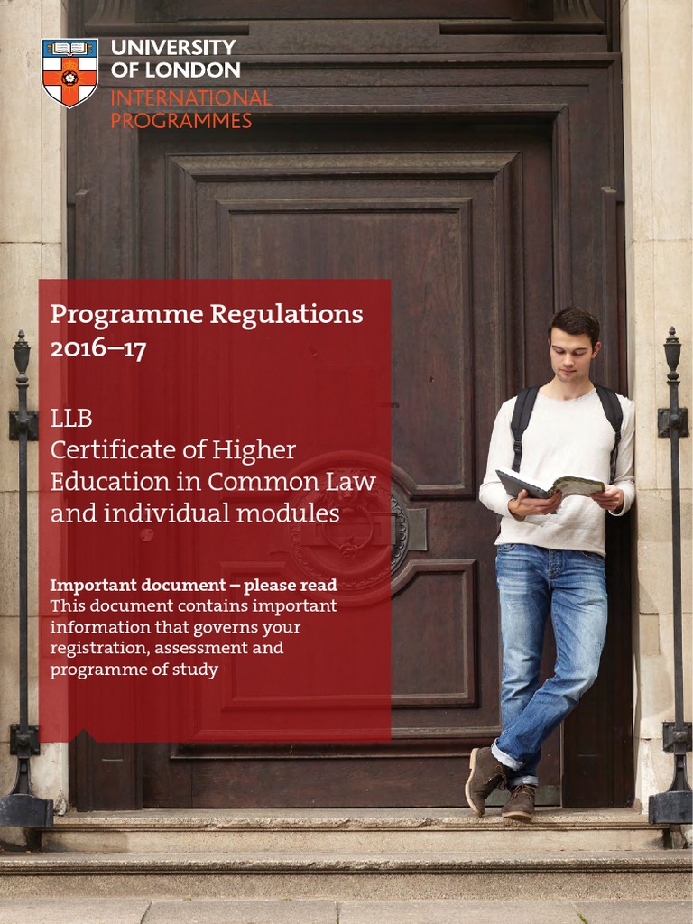 Programme Regulations 2016-17: LLB Certificate of Higher Education in ...