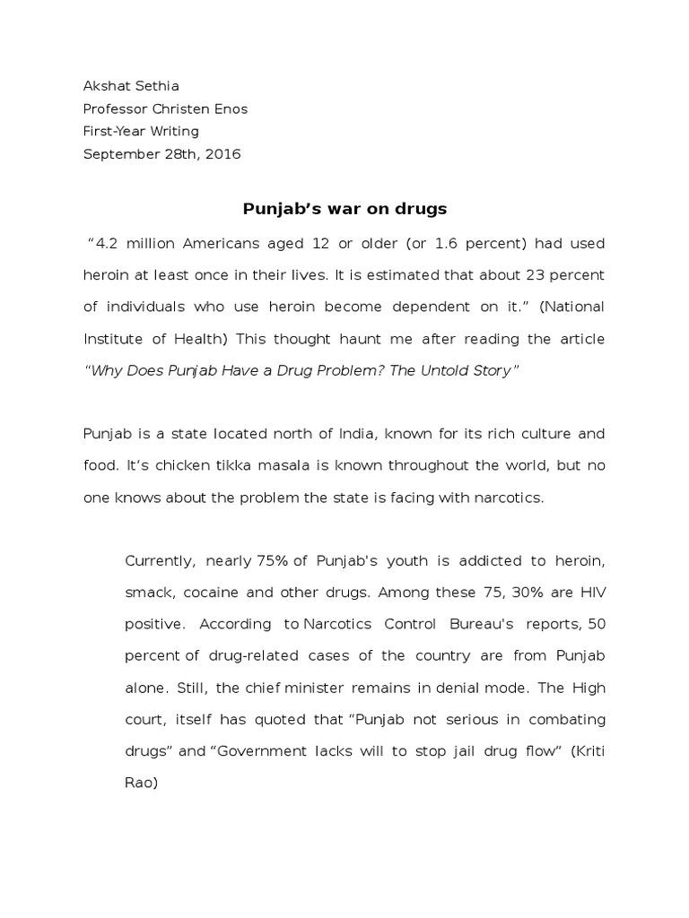 Punjab's War On Drugs: "Why Does Punjab Have A Drug Problem? The Untold ...