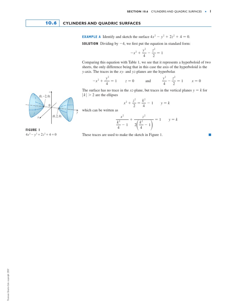 Cylinders and Quadric Surfaces: Example A | PDF