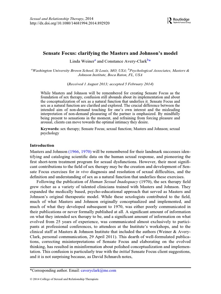 Clarifying Sensate Focus: Exploring Masters and Johnson's Model of Sex ...