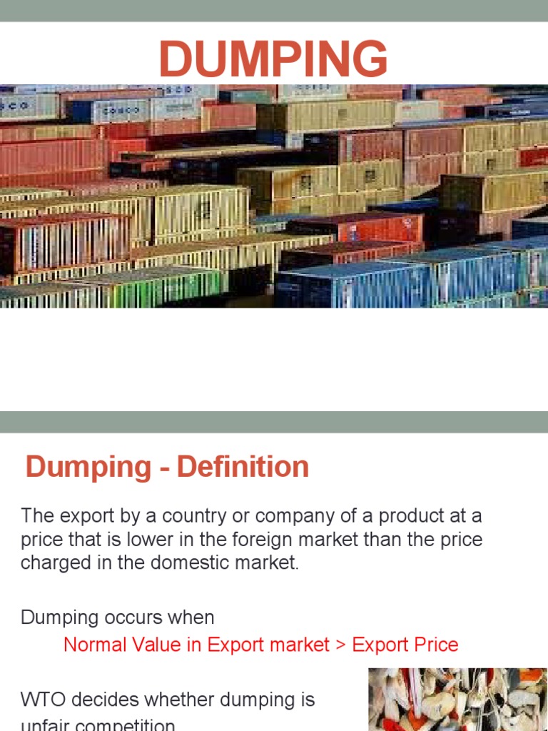 Dumping | PDF | Dumping (Pricing Policy) | Global Business Organization