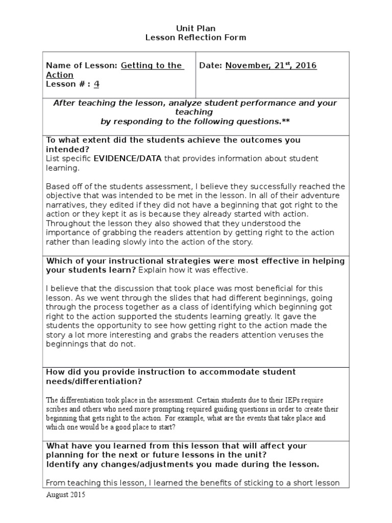 After Teaching The Lesson, Analyze Student Performance and Your ...