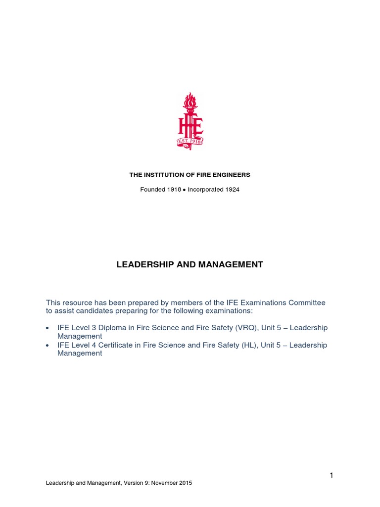 Leadership and Management in the Fire and Rescue Services: A Guide to ...