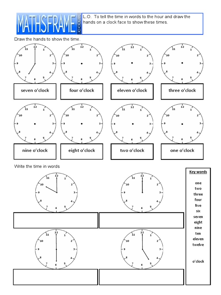 Time-Telling Practice for Kids | PDF | Cognition