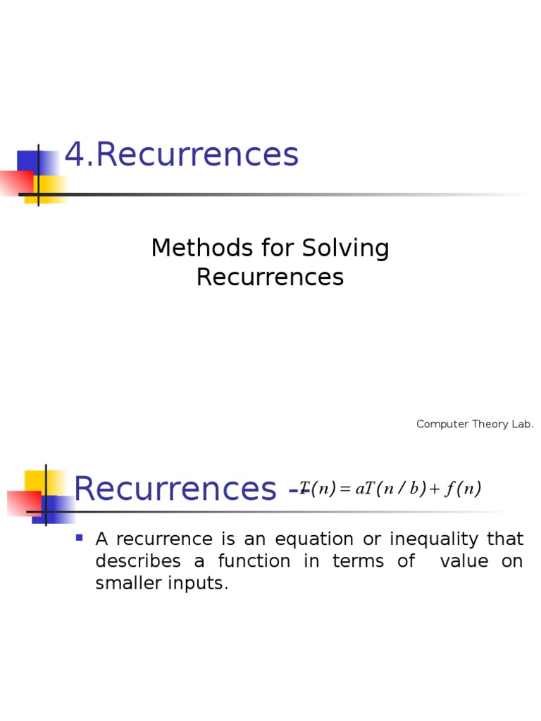 Solving Recurrences in Algorithms | PDF | Time Complexity | Polynomial