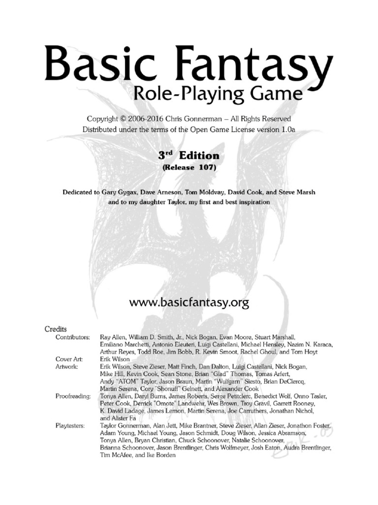 Basic Fantasy 3rd Edition (2014) - Core Rules | PDF | Dice | Role ...