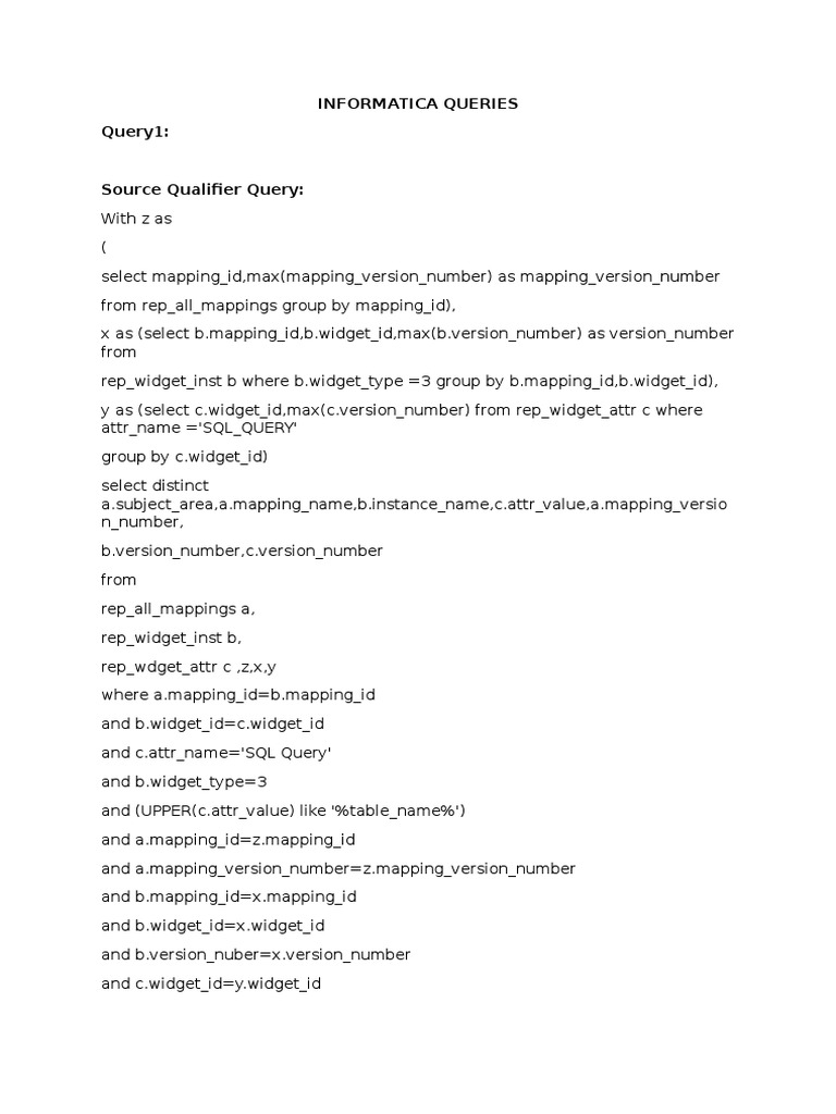 Informatica Repository | PDF | Sql | Application Software